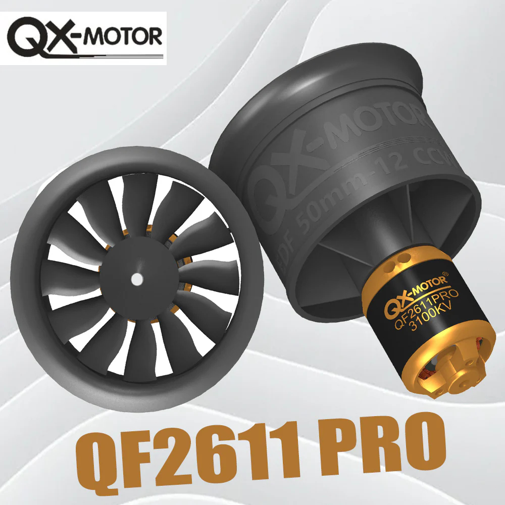 QX-MOTOR 50mm QF2611Pro 3100KV 3750KV CW CCW EDF ducted fan with 12 ...